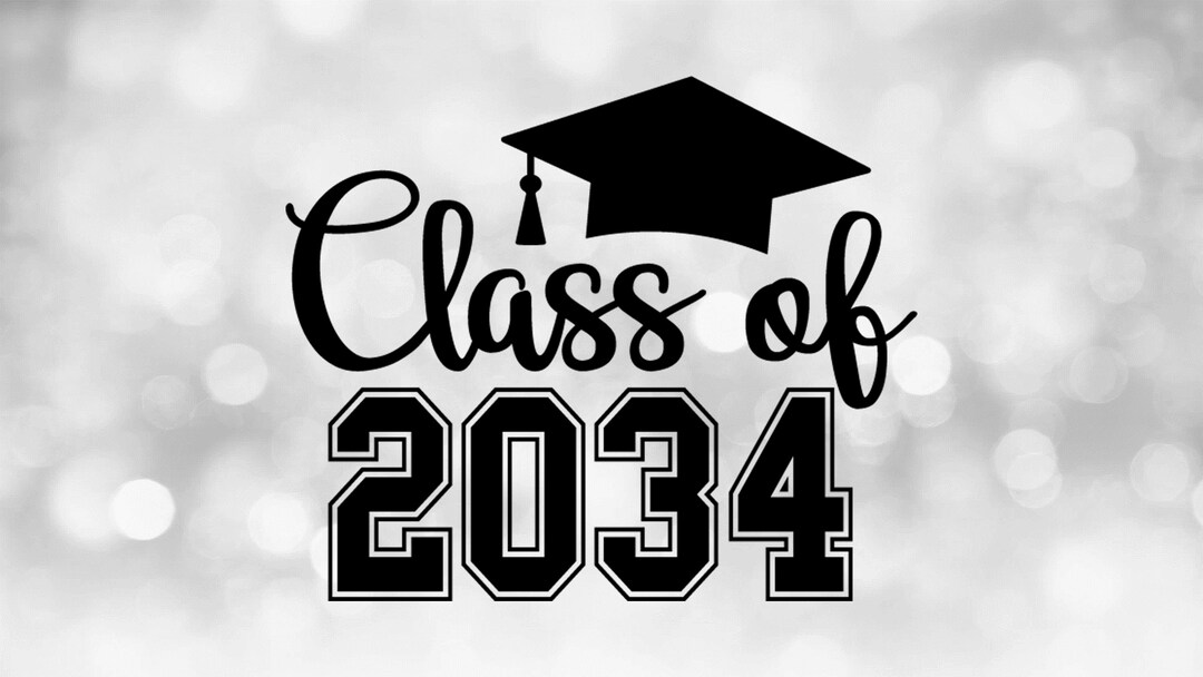 Educational Clipart: Words "class of 2034" in Varsity / Collegiate and ...
