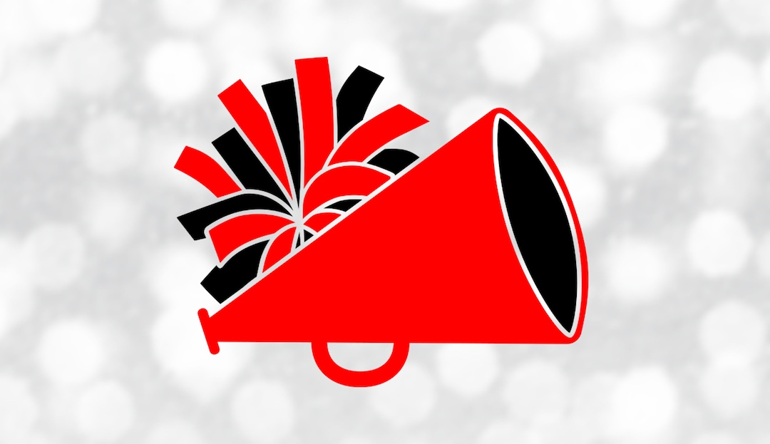 Sports Clipart: Black and Red Cheerleader Megaphone With Pom Pom for ...