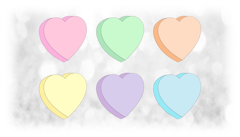 Holiday Clipart Bundle: 6 Blank Sweet Heart Candies in Pastel Colors W ...
