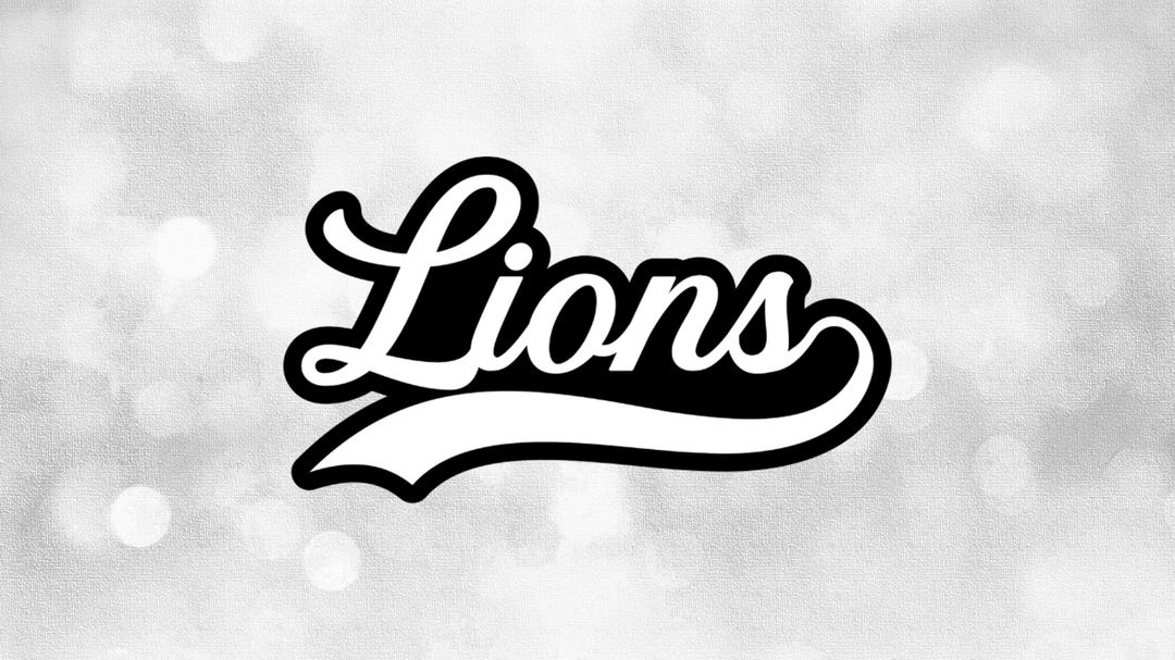 Sports Clipart: White "lions" Team Name in Script With Baseball Swoosh ...