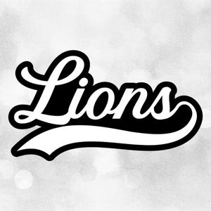 Sports Clipart: White "lions" Team Name in Script With Baseball Swoosh ...