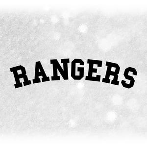 Sports Clipart: Black Arched "Rangers" Team Name in Bold Collegiate ...