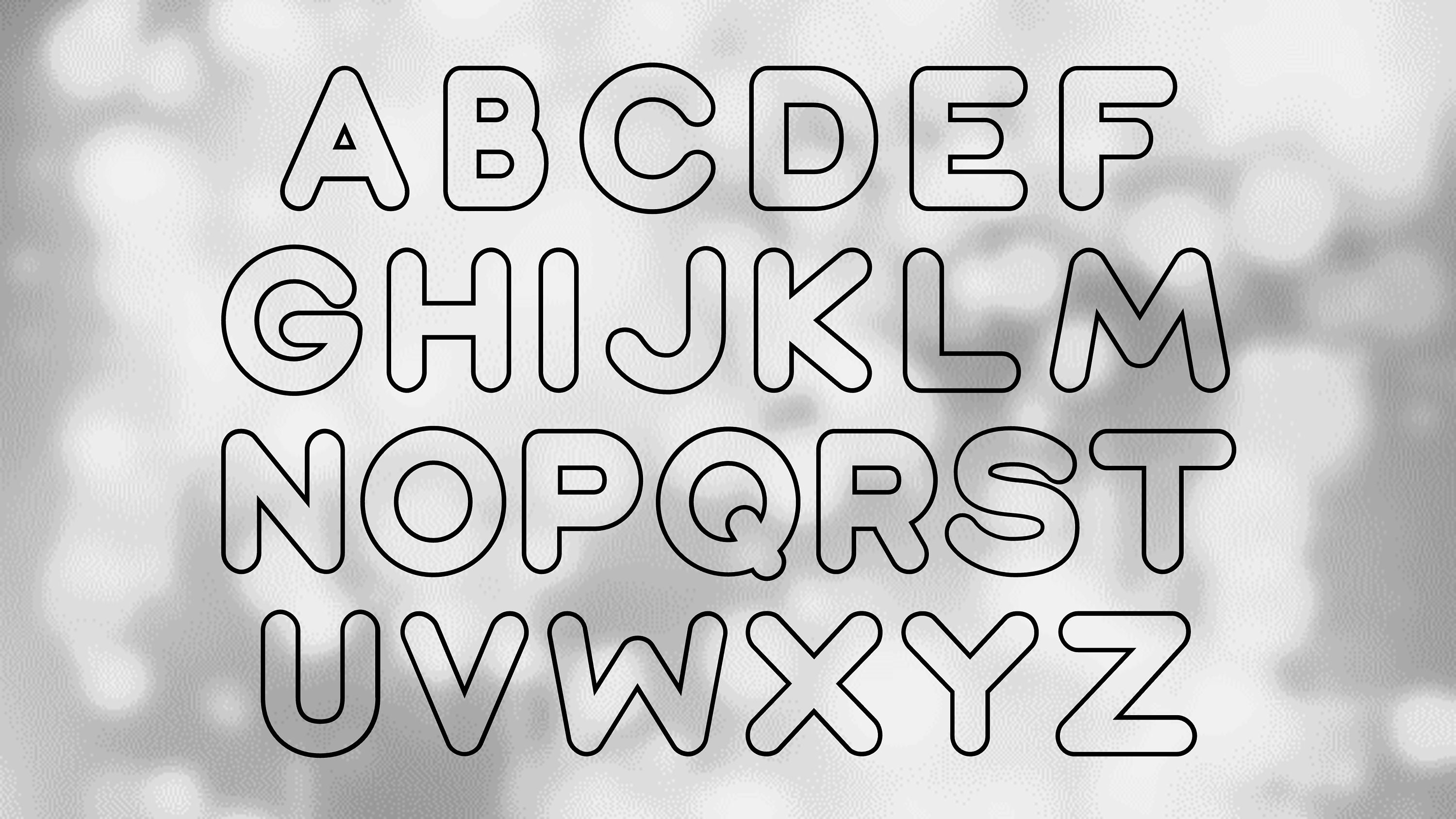 Word Clipart: Black Tubular Alphabet Letter Outine Templates - Etsy