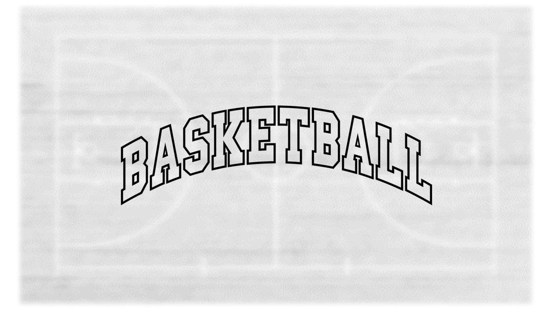 Sports Clipart: Arched Black Capital Letter Outline Word "basketball ...