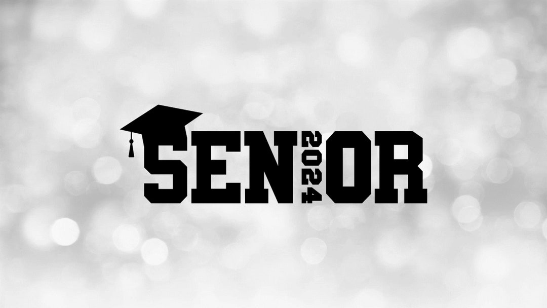 Education Clipart: Black Bold Word senior With Vertical Graduation Year ...