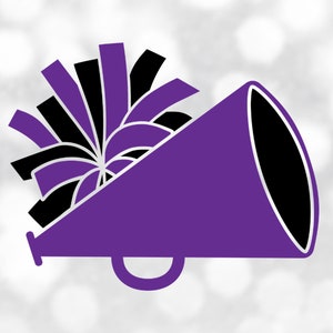 Sports Clipart: Black & Purple Cheerleader Megaphone With Pom Pom for ...