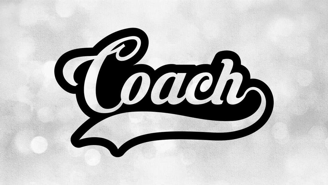 Sports Clipart: Word coach in Fancy Script With Baseball Style Swoosh ...