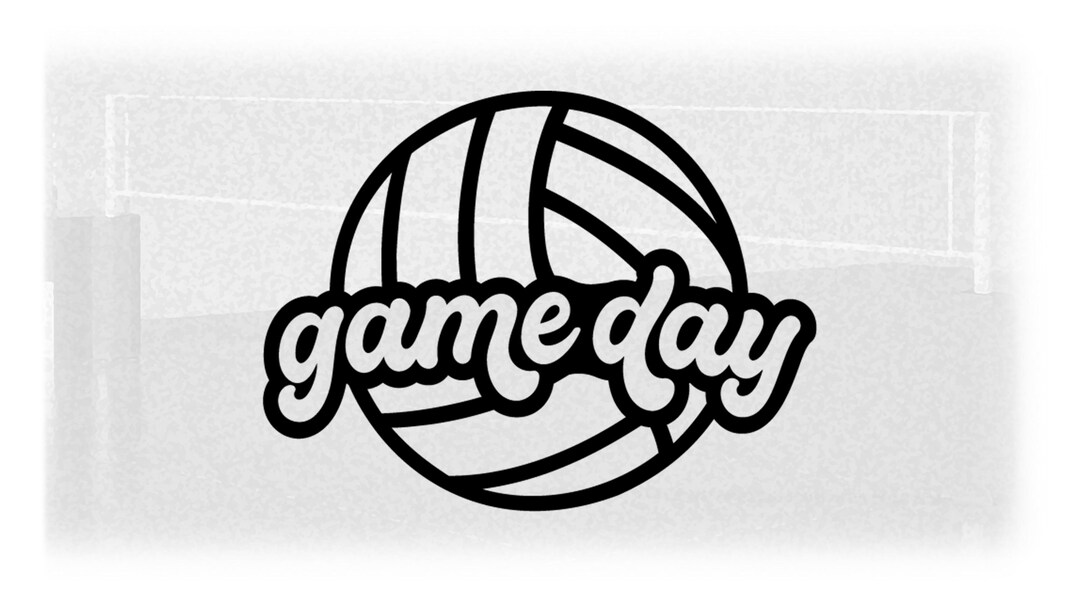 Sports Clipart: Black Volleyball Silhouette With Groovy Style Words ...