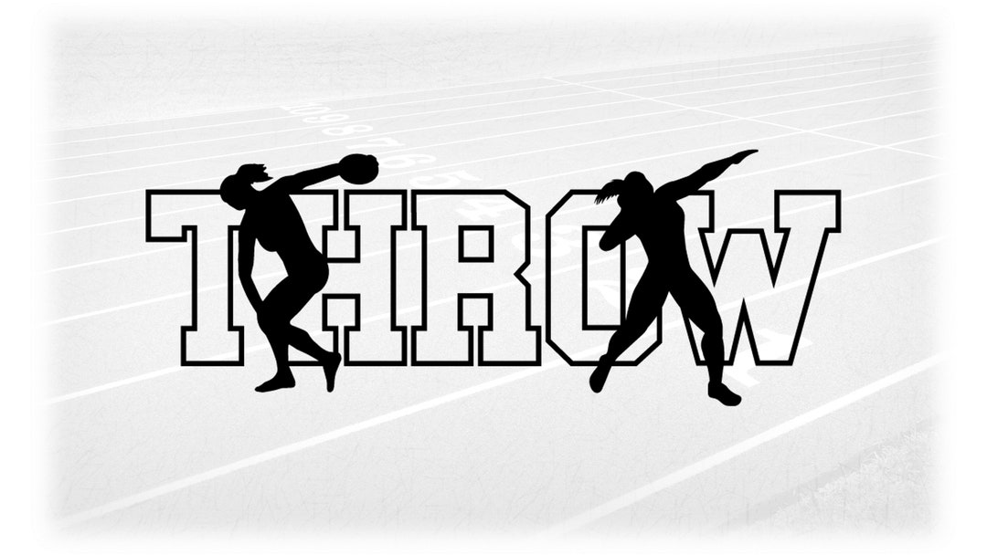 Sports Clipart: Track & Field Black Outline Word throw W/ Female Discus ...