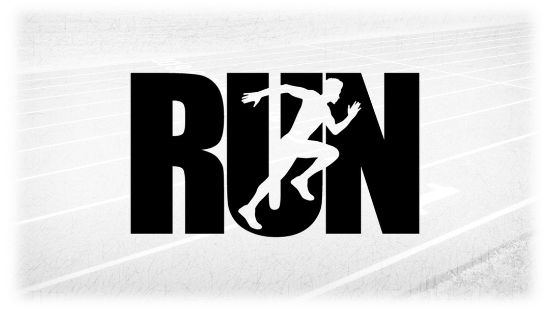 Sports Clipart: Black Word RUN With Cutout Silhouette of Male / Man ...