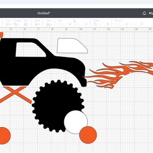 Car/automotive Clipart: Black Monster Truck With Orange Fire Flames ...