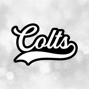 Sports Clipart: White "colts" Mascot Team Name in Script With Baseball ...