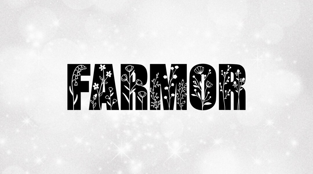 Family Clipart: Bold Black Style Word "farmor" With Patch of Many ...