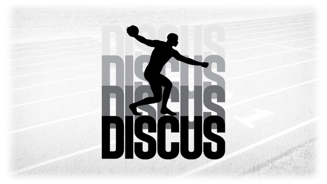 Sports Clipart: Word Discus With Silhouette of Male Thrower in Black ...