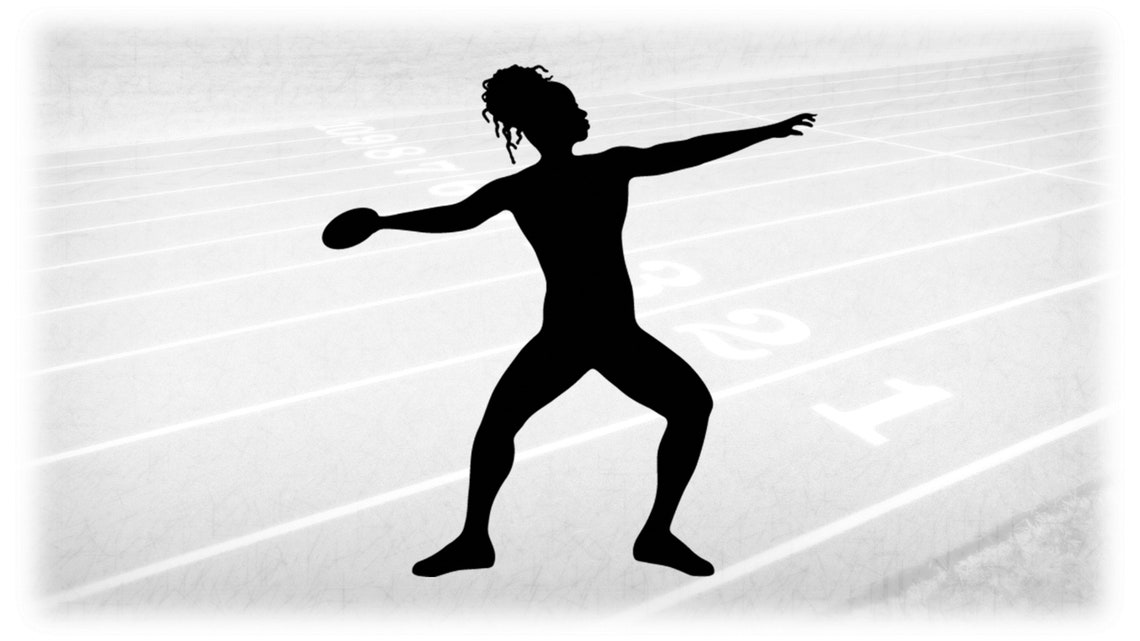 Sports Clipart: Black Silhouette of Female/woman/girl Thrower W/ Curls ...