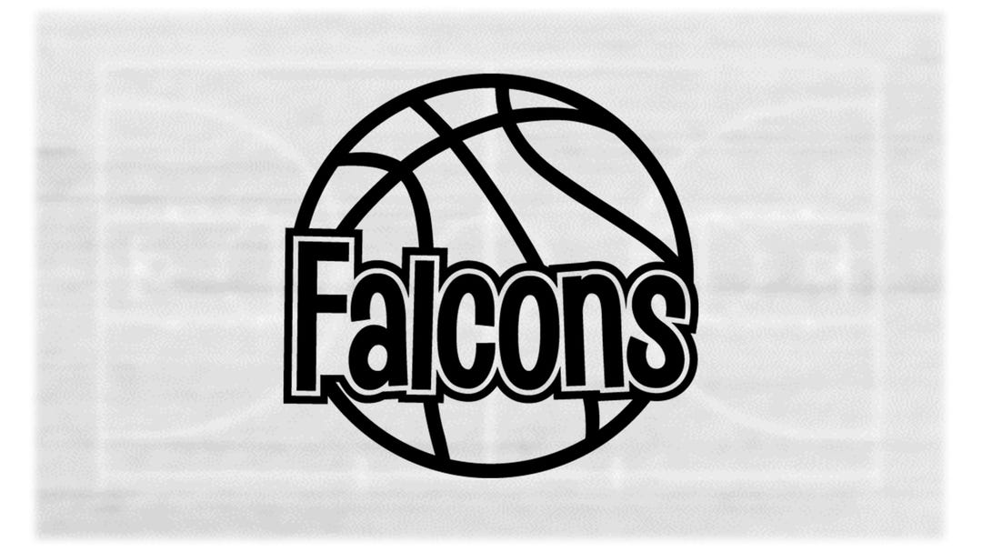 Sports Clipart: Black Basketball Outline Split by "falcons" Team Mascot ...