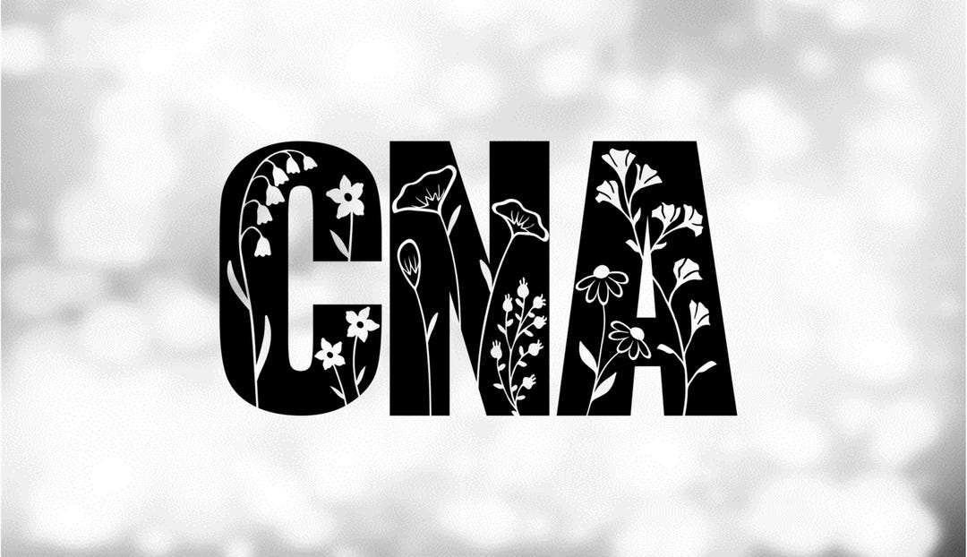 Medical Clipart: Black Bold Letters "cna" With Patch of Wildflowers ...