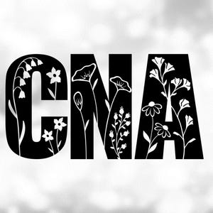 Medical Clipart: Black Bold Letters "cna" With Patch of Wildflowers ...