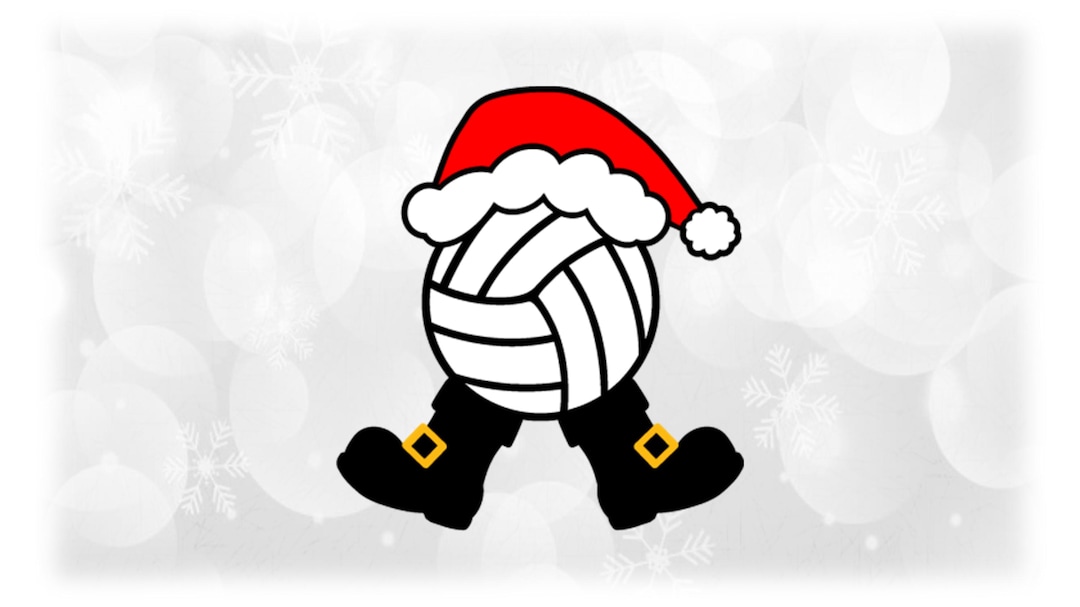 Holiday Clipart: White Volleyball With Red/white Santa Claus Hat ...
