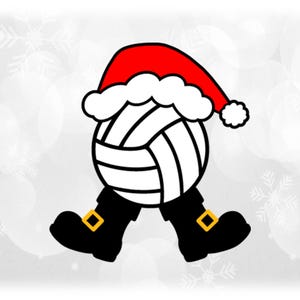 Holiday Clipart: White Volleyball With Red/white Santa Claus Hat ...