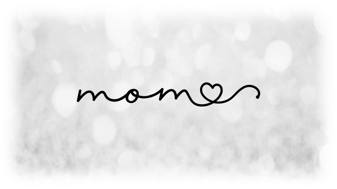 Family Clipart: Black Word mom in Script Type With Curly End Tail That ...
