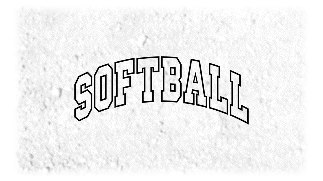 Sports Clipart: Arched Black Bold Outline Word "softball" in College ...