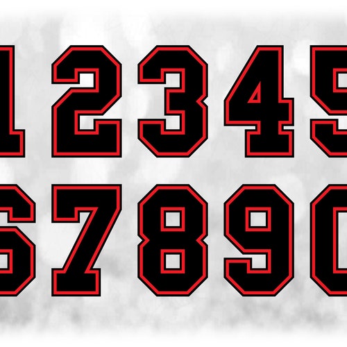 Sports: Jersey Number Templates Grouped on ONE Single Sheet - Etsy
