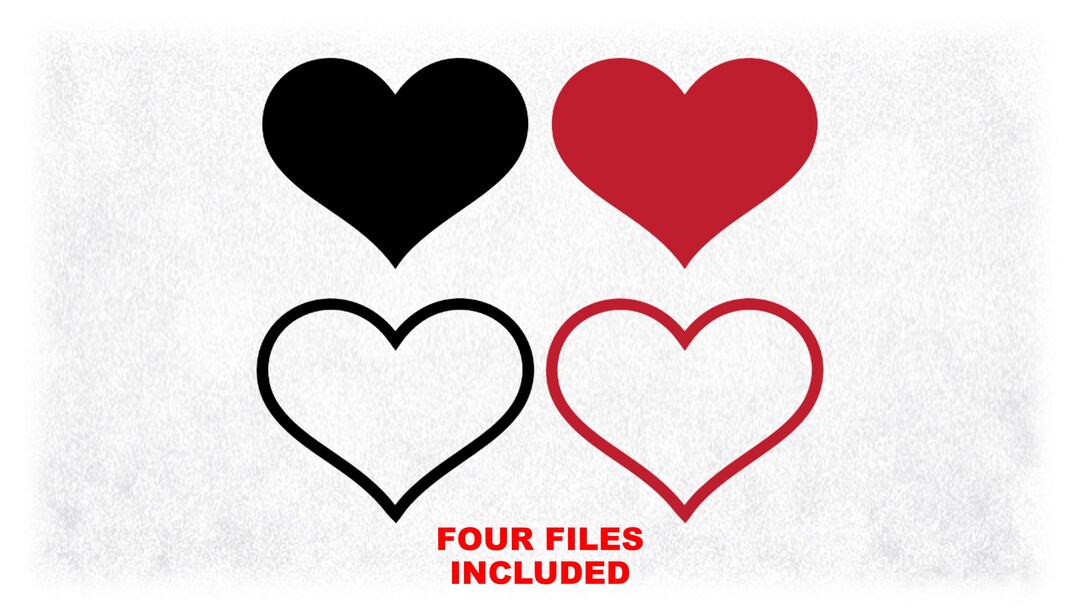 Holiday Clipart Bundle: Four Files Black and Red Hearts in Solid and ...