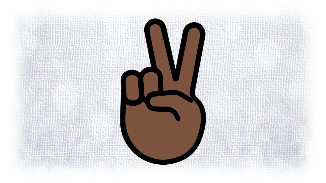People Clipart: Brown Skin Emoji for Peace Sign Two-finger Hand Gesture ...