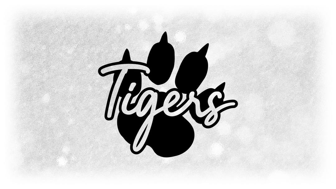 Sports Clipart: Black Script "tigers" Team Name Cutout of Silhouette of ...