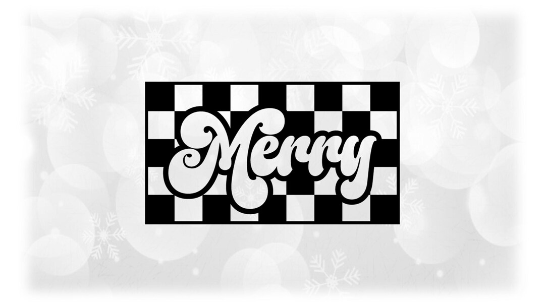 Holiday Clipart: Word "merry" in Groovy Retro Style Cutout of Black ...