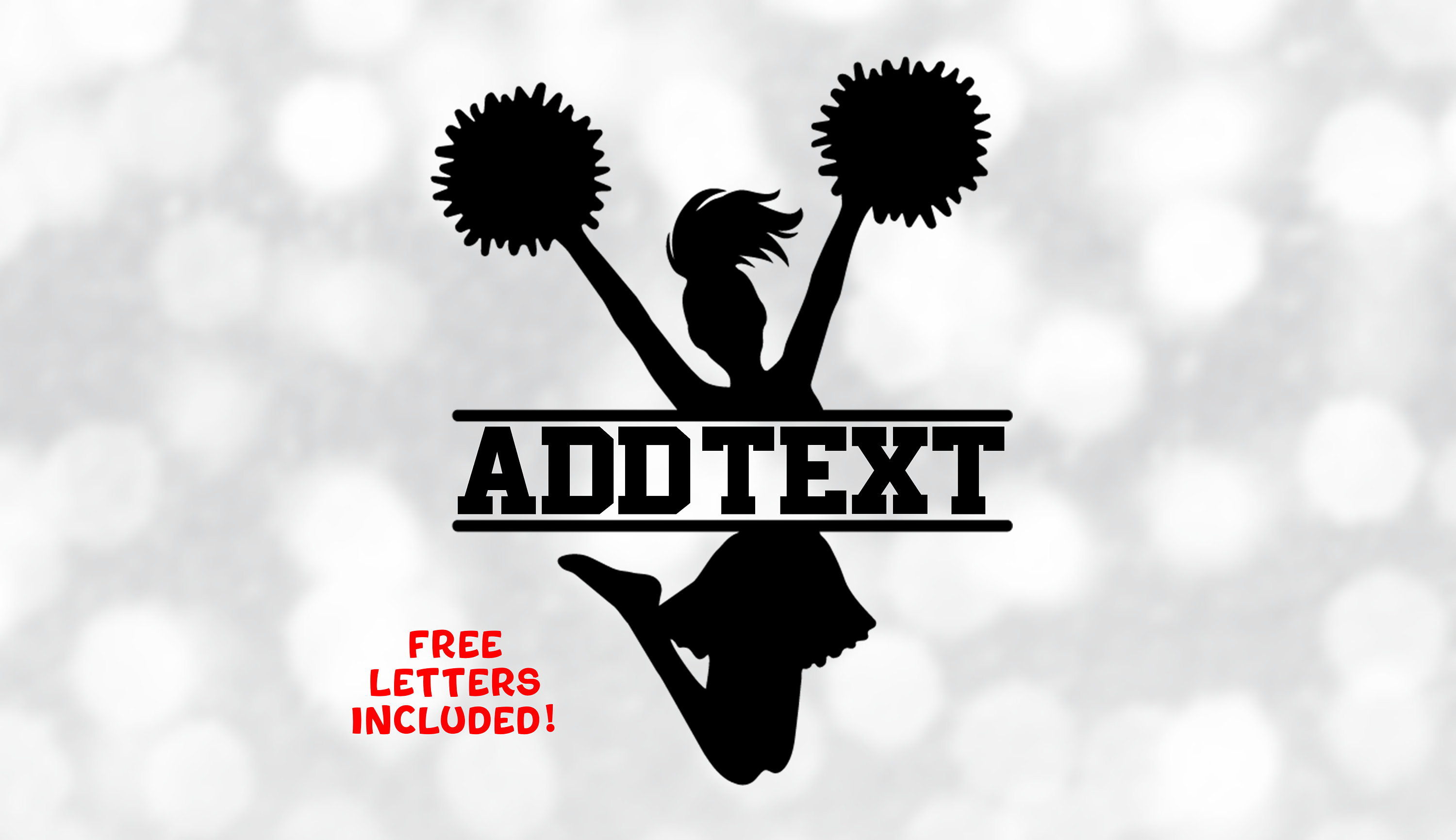 Sports Clipart: Black Silhouette of Cheerleader Jumping in Air With ...