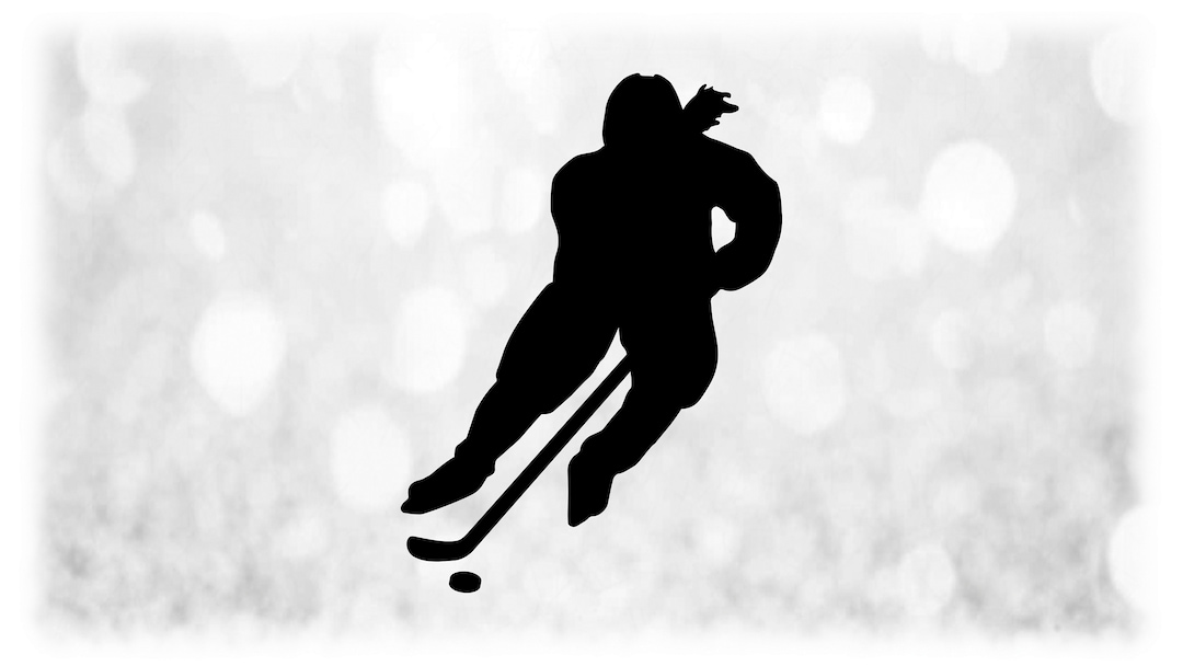 Sports Clipart: Black Silhouette of Female Hockey Player Skating With ...
