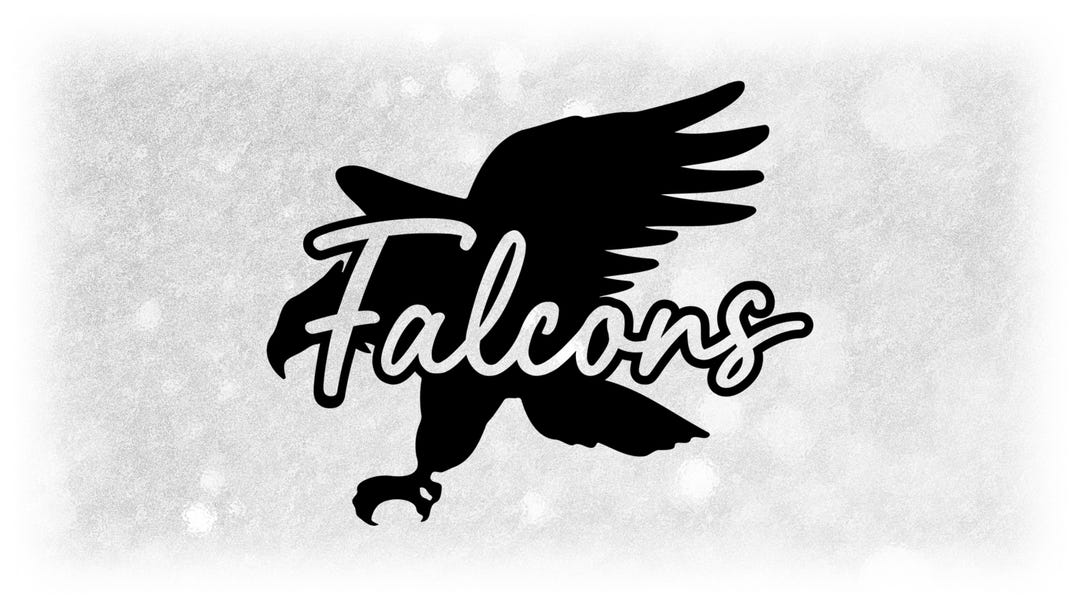 Sports Clipart: Black Script falcons Team Name Cutout of Silhouette of ...