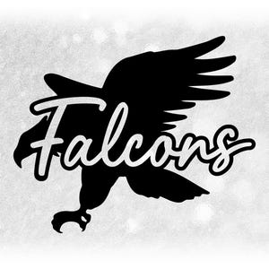 Sports Clipart: Black Script falcons Team Name Cutout of Silhouette of ...