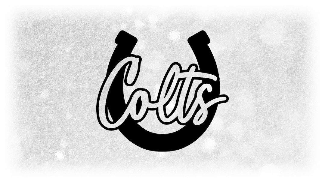 Sports Clipart: Black Script "colts" Team Name Cutout of Silhouette of ...