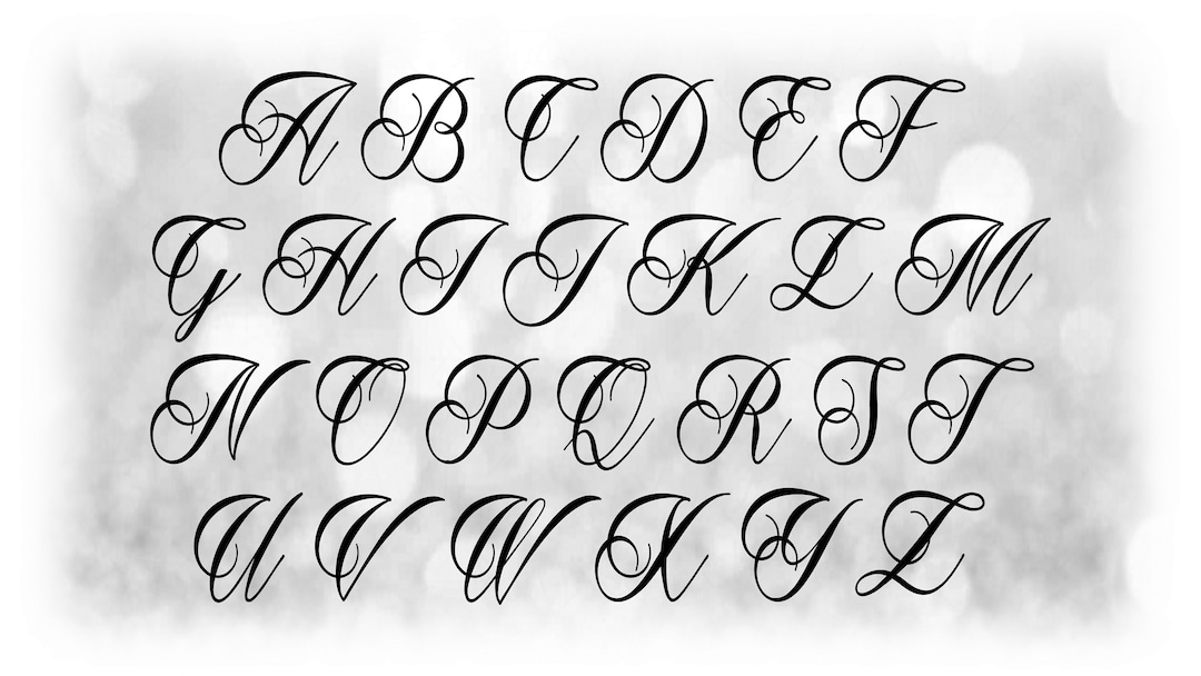 Word Clipart: Black Script Style Alphabet Letter Templates Grouped on ...