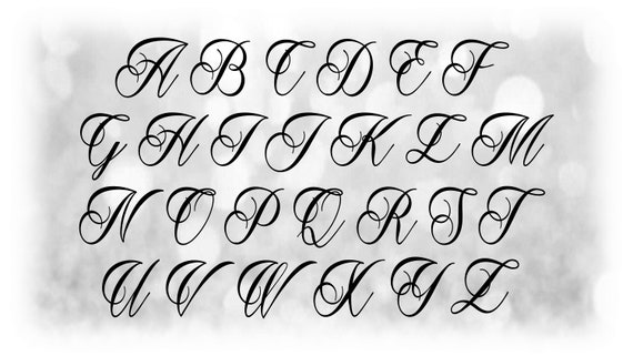 Word Clipart: Black Script Style Alphabet Letter Templates - Etsy