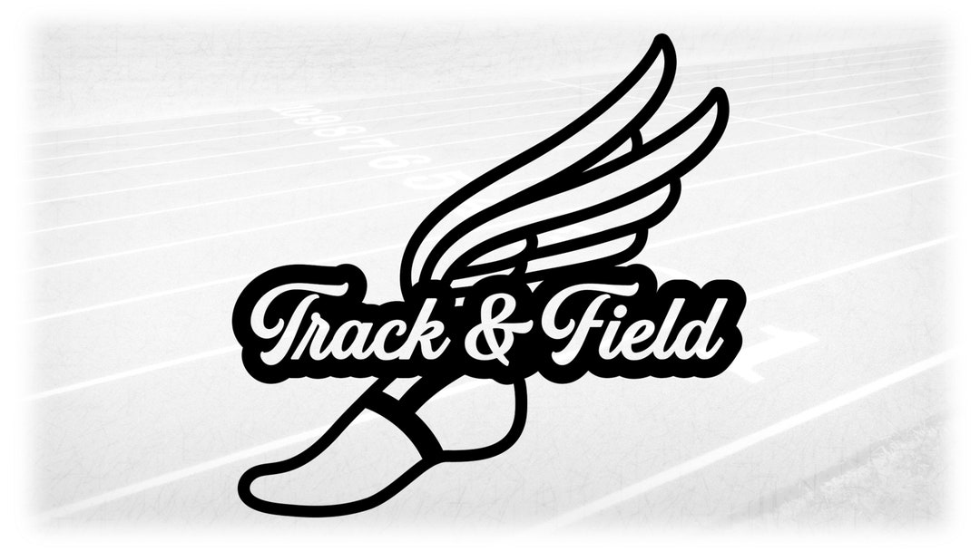 Sports Clipart: Black Script Words "track & Field" Inside Split Name ...