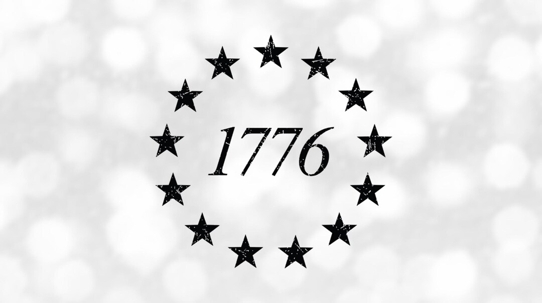 Shape Clipart: Black Distressed 1776 Independence Day Year in Original ...