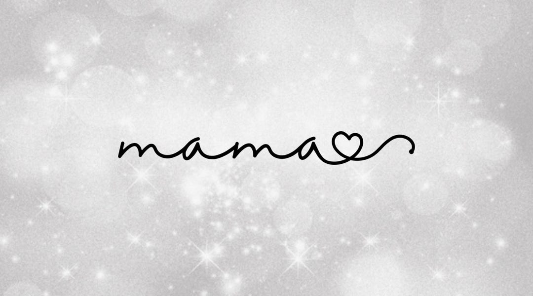 Family Clipart: Black Word "mama" in Script Type With Curly End Tail ...