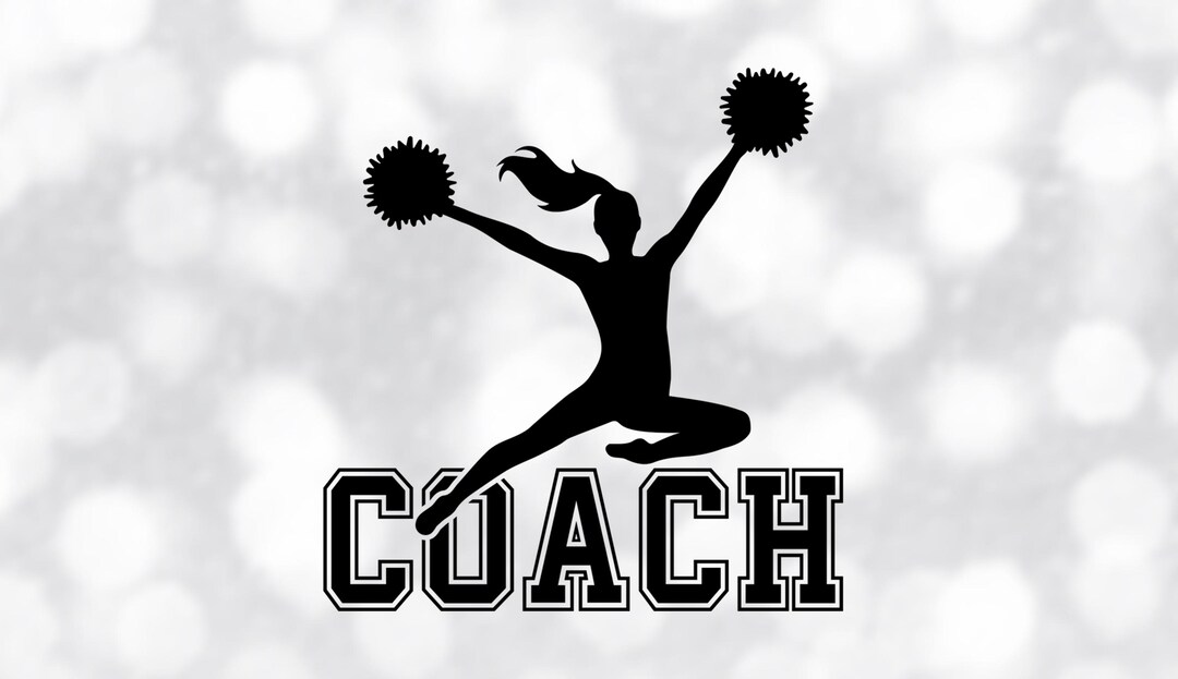 Sports Clipart: Black Cheerleader and Poms With Word Bold Varsith Word ...