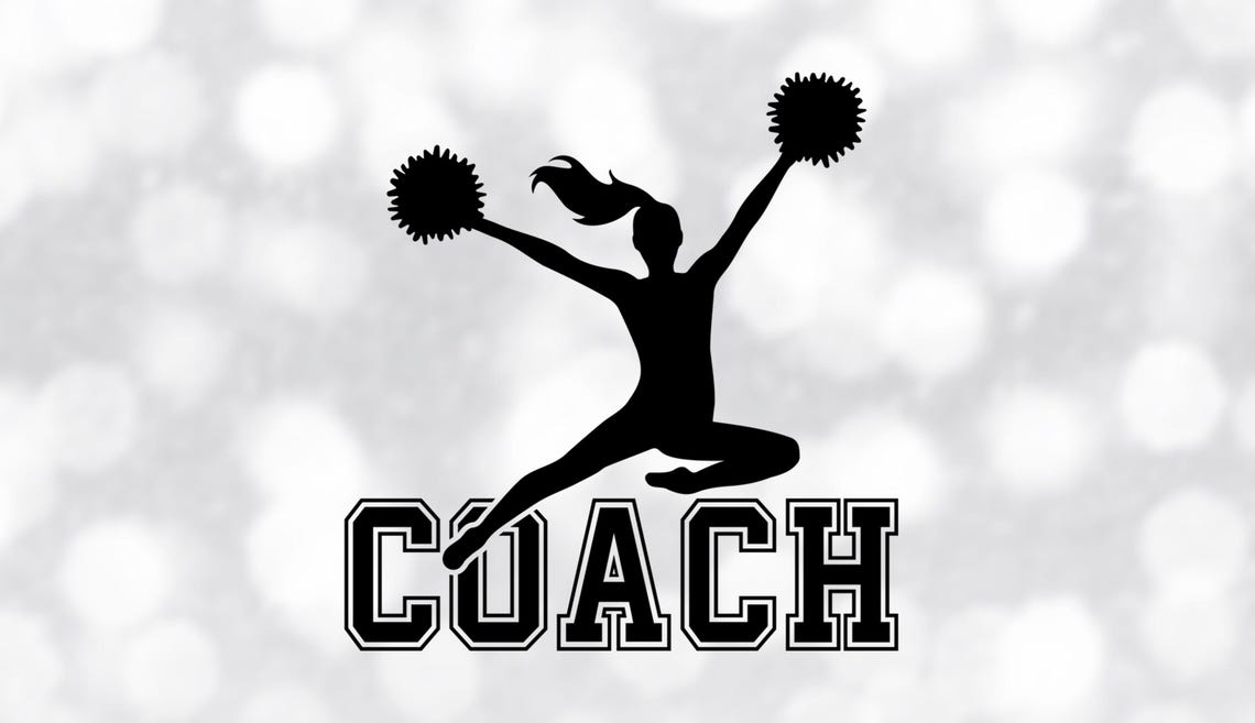 Sports Clipart: Black Cheerleader and Poms With Word Bold Varsith Word ...
