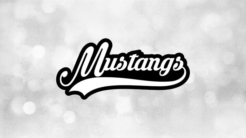 Sports Clipart: White "mustangs" Team Name in Fancy Print With Baseball ...