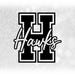 Sports Clipart: Black Script "hawks" Team Name Cutout of Large Varsity ...