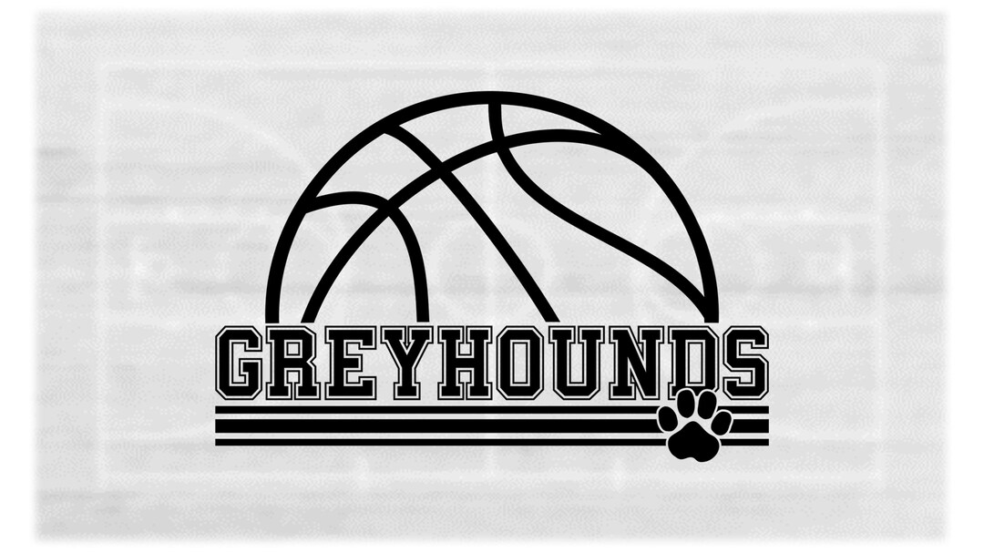 Sports Clipart: Black Half Basketball With "greyhounds" Team Name ...