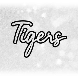Sports Clipart: Script Cursive Style tigers Team Mascot Name Cutout of ...