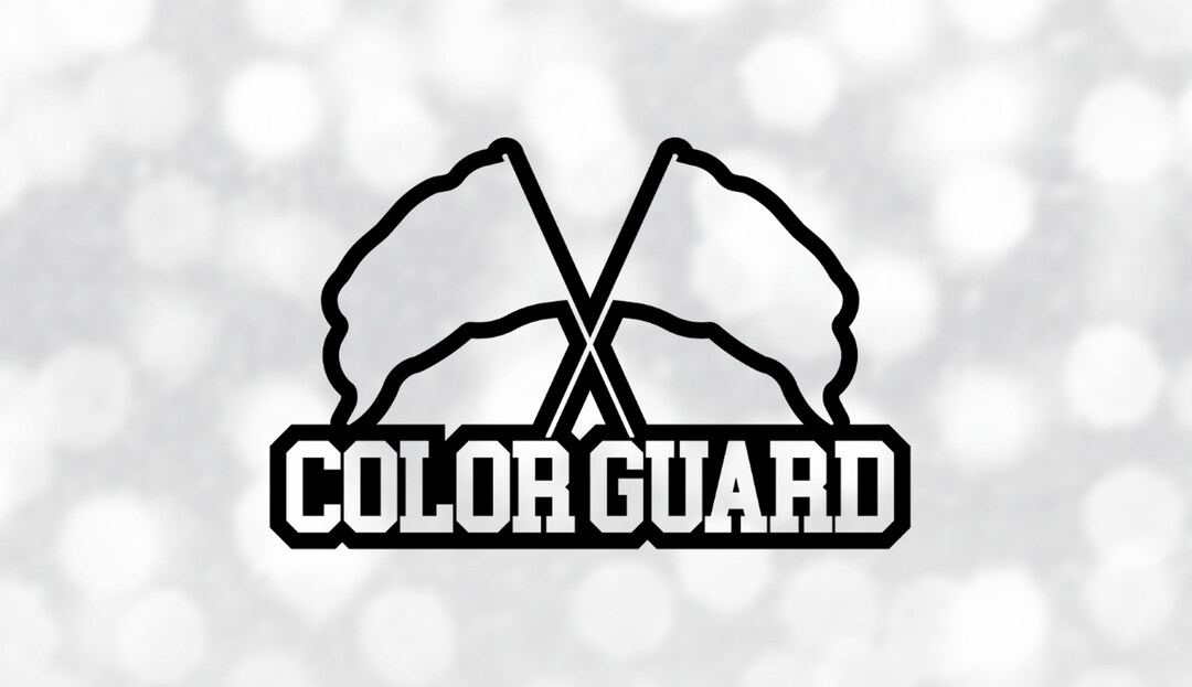 Sports Clipart: Words "color Guard" With Crossed Marching Band Flag ...