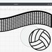 Sports Clipart: Black Outline of Wavy Volleyball Net With Large White ...