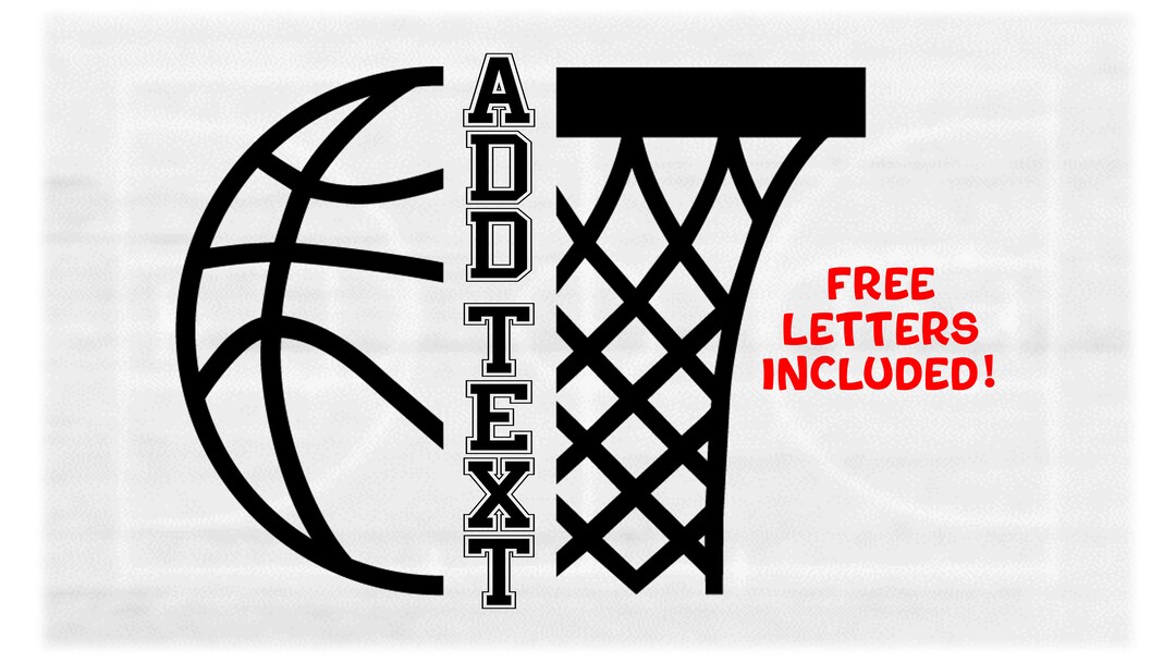Sports Clipart: Black Bold Half Basketball & Half Hoop With - Etsy